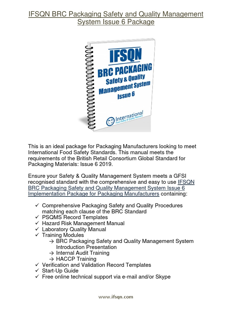 BRC Packaging Safety and Quality Management System Brochure Issue 6 | PDF