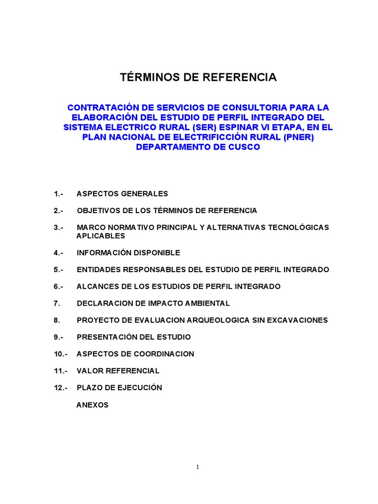 Tdr-Perfil - Integrado Electrificacion Ok para Expediente Alto Chapis | PDF
