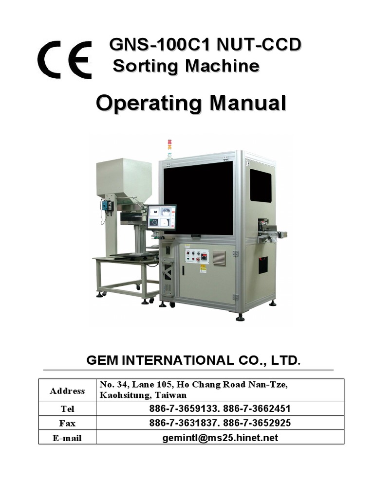 Nut Sorting Machine Model GNS-100 | PDF | Switch | Charge Coupled Device