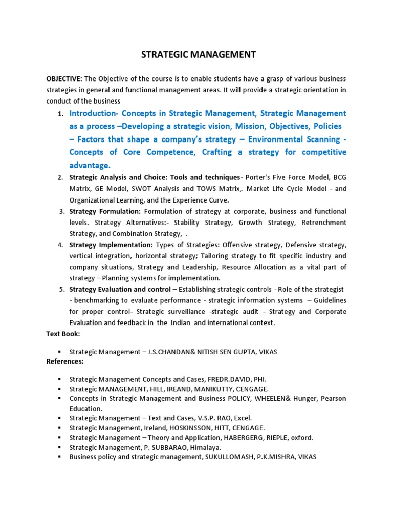 STM Material - 1 & 2 Units | PDF | Strategic Management | Swot Analysis