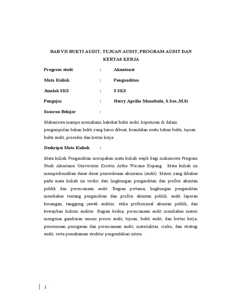 Bahan Ajar Audit 2 | PDF