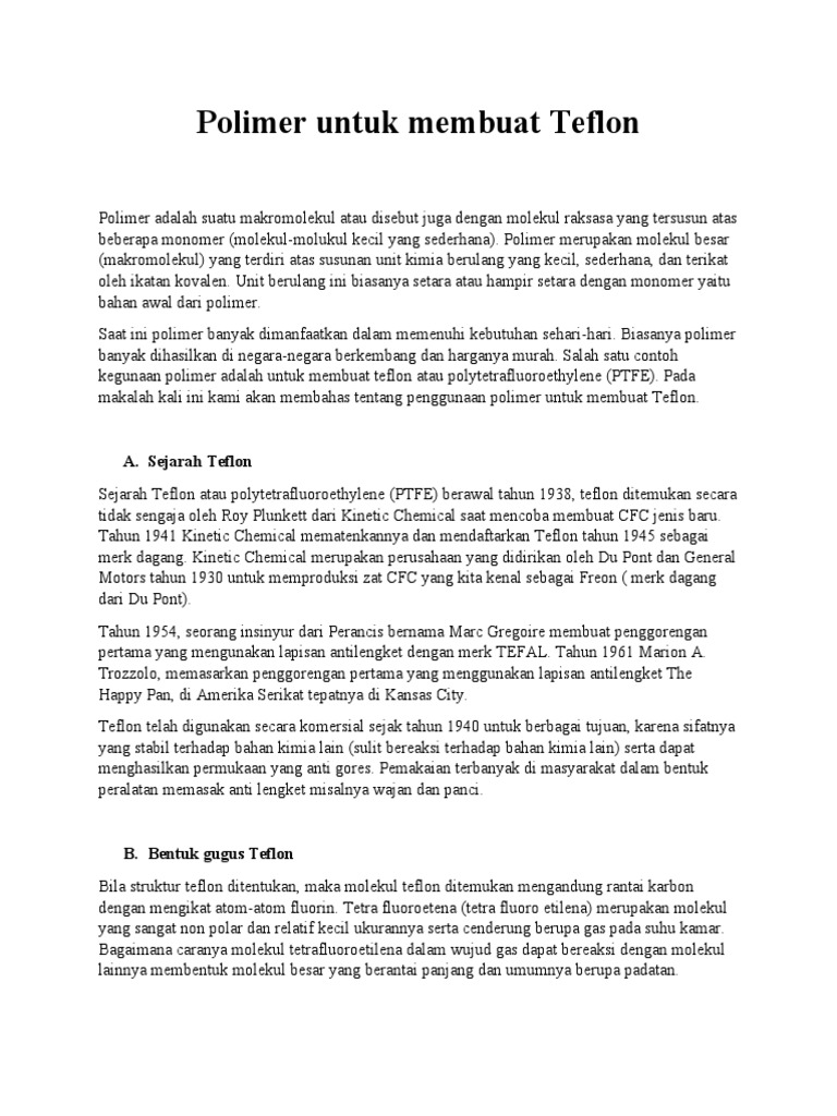 Polimer Untuk Membuat Teflon | PDF