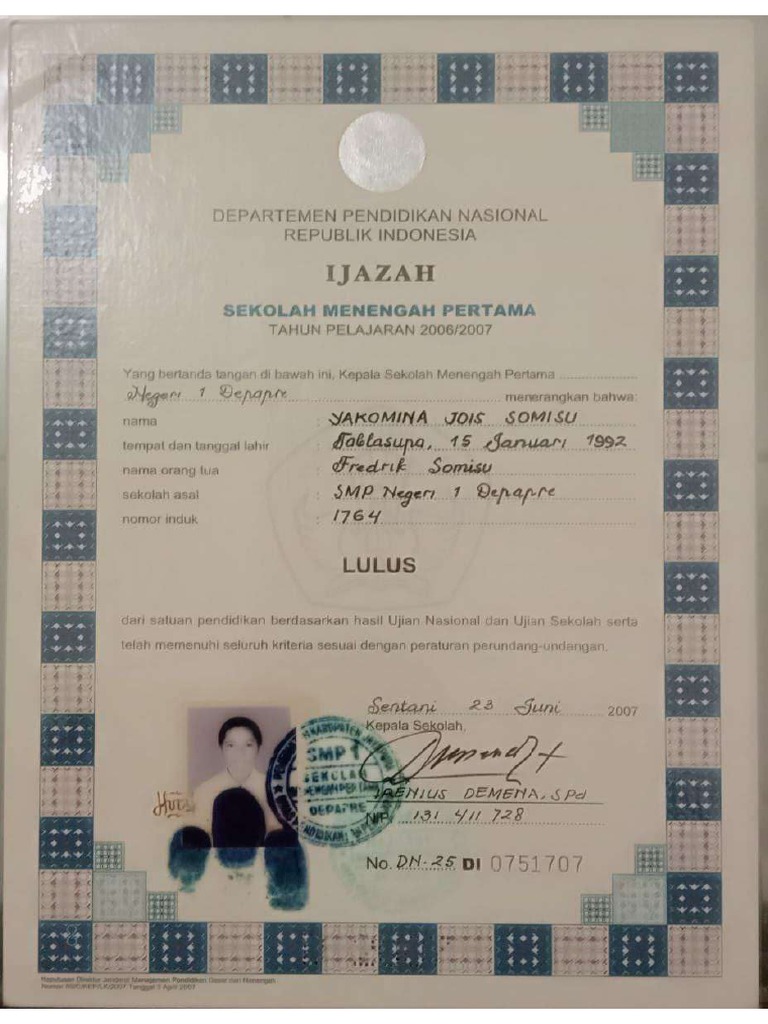 Ijazah SMP | PDF