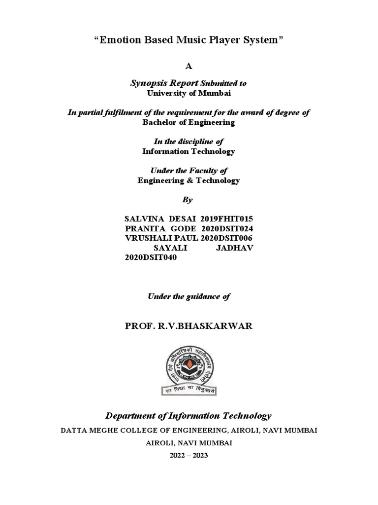 Final Report Music Player | PDF | Computer Vision | Emotions