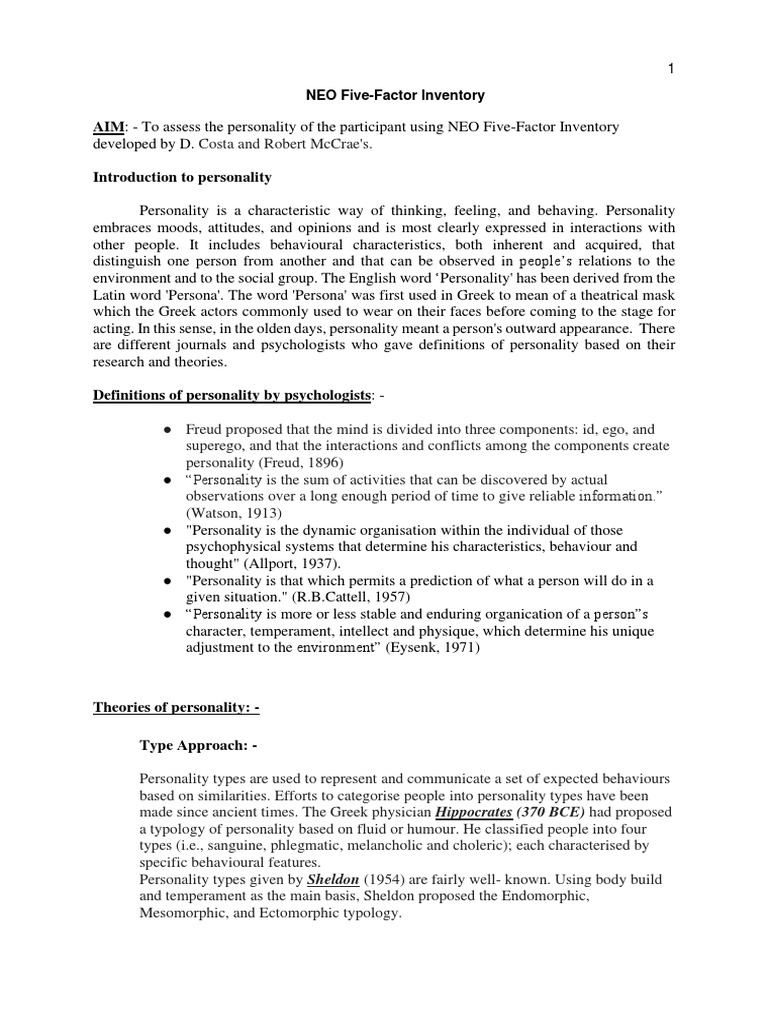 Personality Practical File | PDF