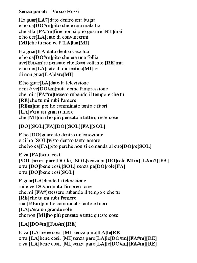 Vasco Senza Parole | PDF