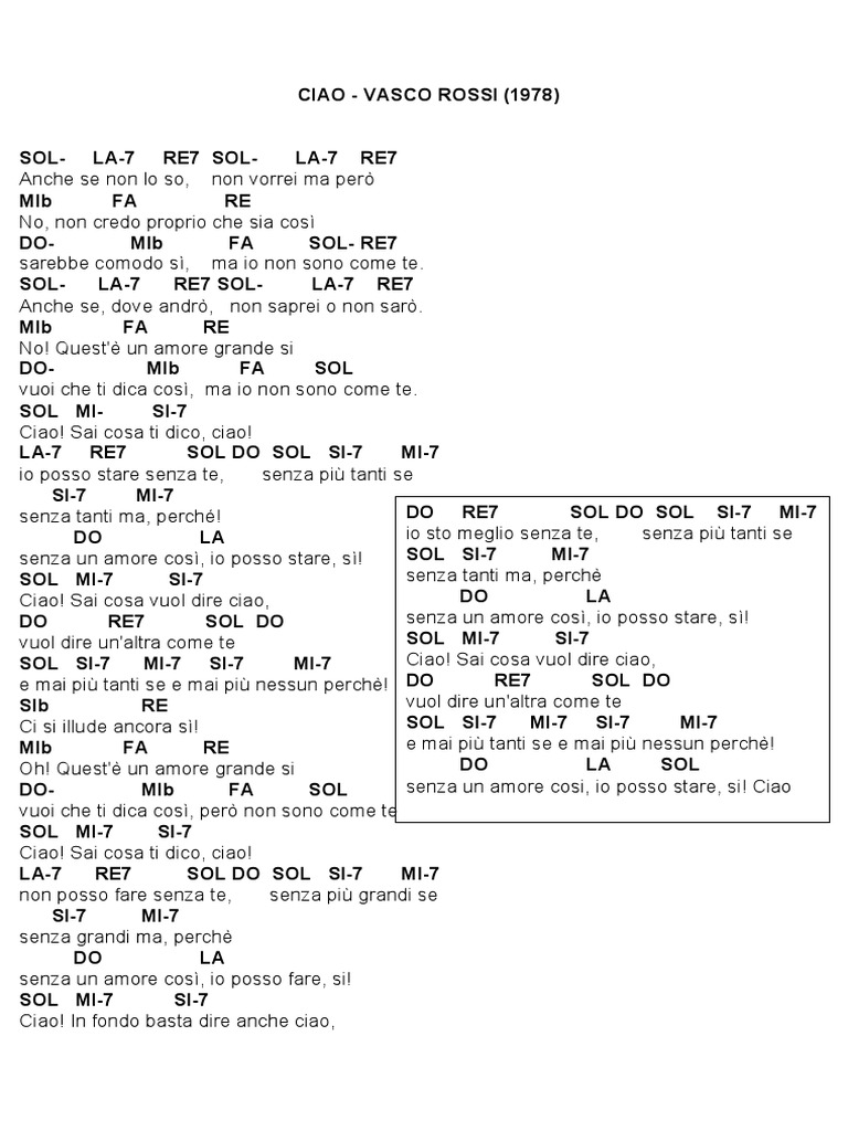 Vasco Rossi CIAO | PDF