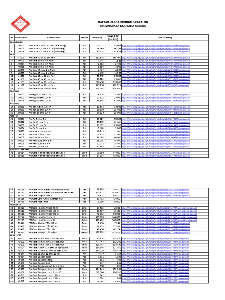 Harga SNM Ecatalog + Link | PDF