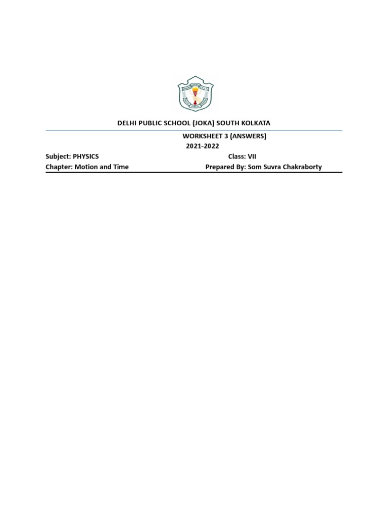Assignment ANSWER - VII - MOTION AND TIME (PART 3) | PDF Assignment ANSWER - VII - MOTION AND TIME (PART 3) | PDF