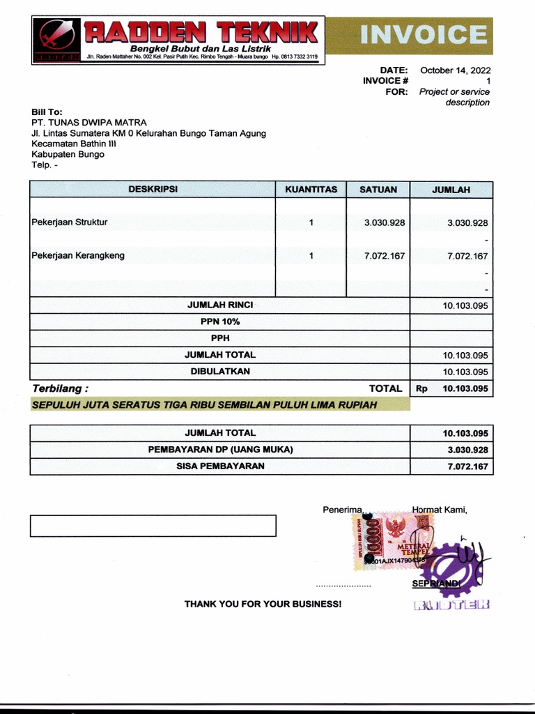 Contoh Invoice Pengajuan | PDF