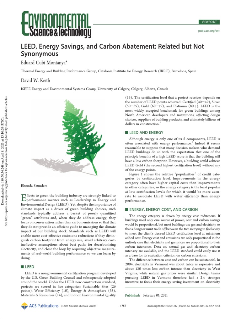 LEED Energy Savings and Carbon Abatement Related But Not | PDF ...