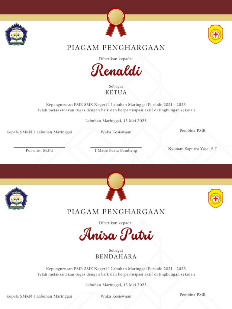 Cetak PIAGAM PMR PDF | PDF