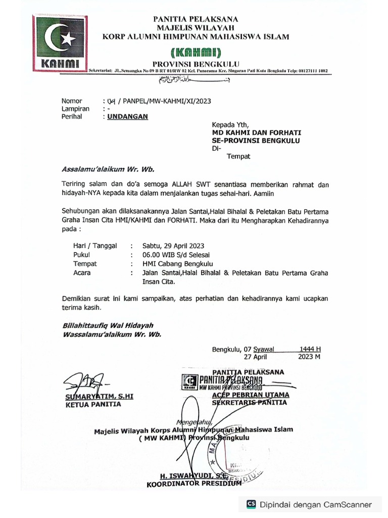 Undangan MD KAHMI & FORHATI Se - Prov Bengkulu | PDF Undangan MD KAHMI & FORHATI Se - Prov Bengkulu | PDF