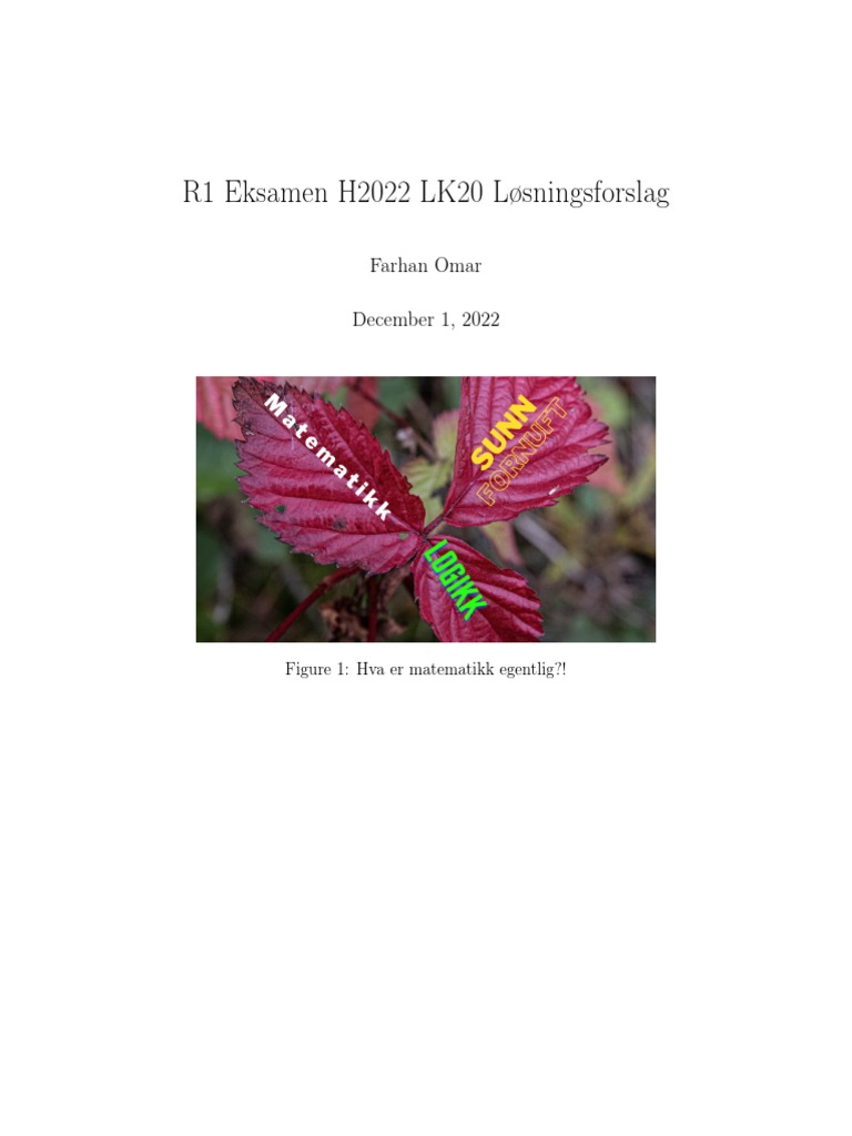 R1 H2022 LK20 Løsningsforslag | PDF