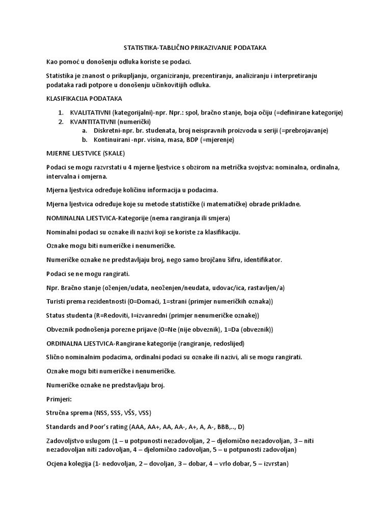 STATISTIKA Skraćeno | PDF