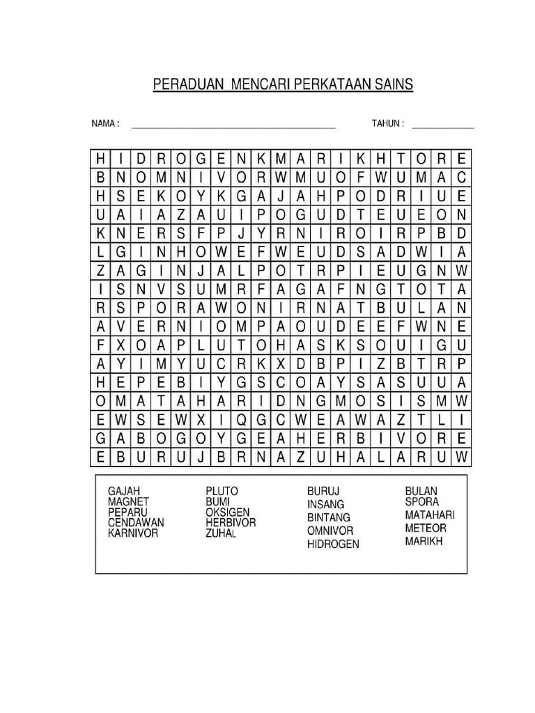 Cari Perkataan Sains | PDF