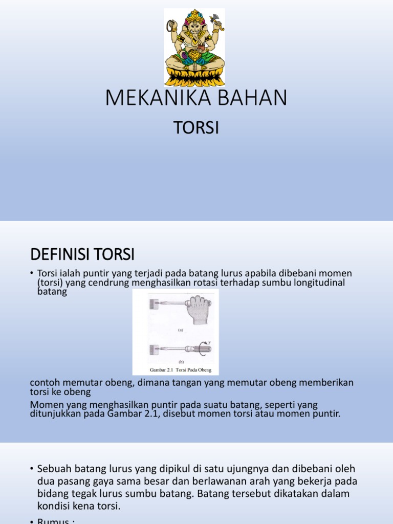 Mekanika Bahan Pertemuan 3 (Torsi) | PDF