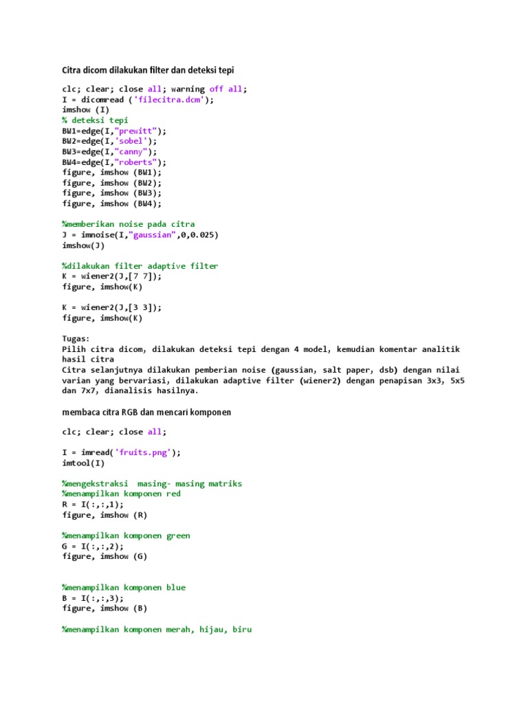 Tugas Citra Dicom Dilakukan Filter Dan Deteksi Tepi | PDF | Komputer