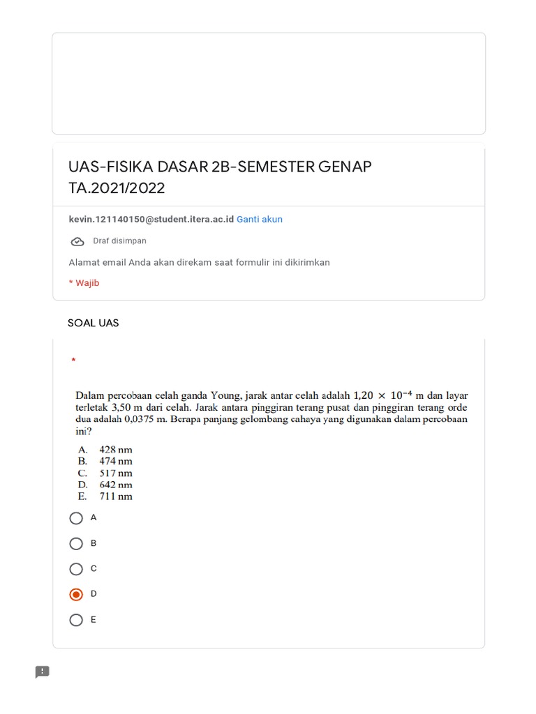 Uas-Fisika Dasar 2b-Semester Genap Ta.2021 - 2022 | PDF