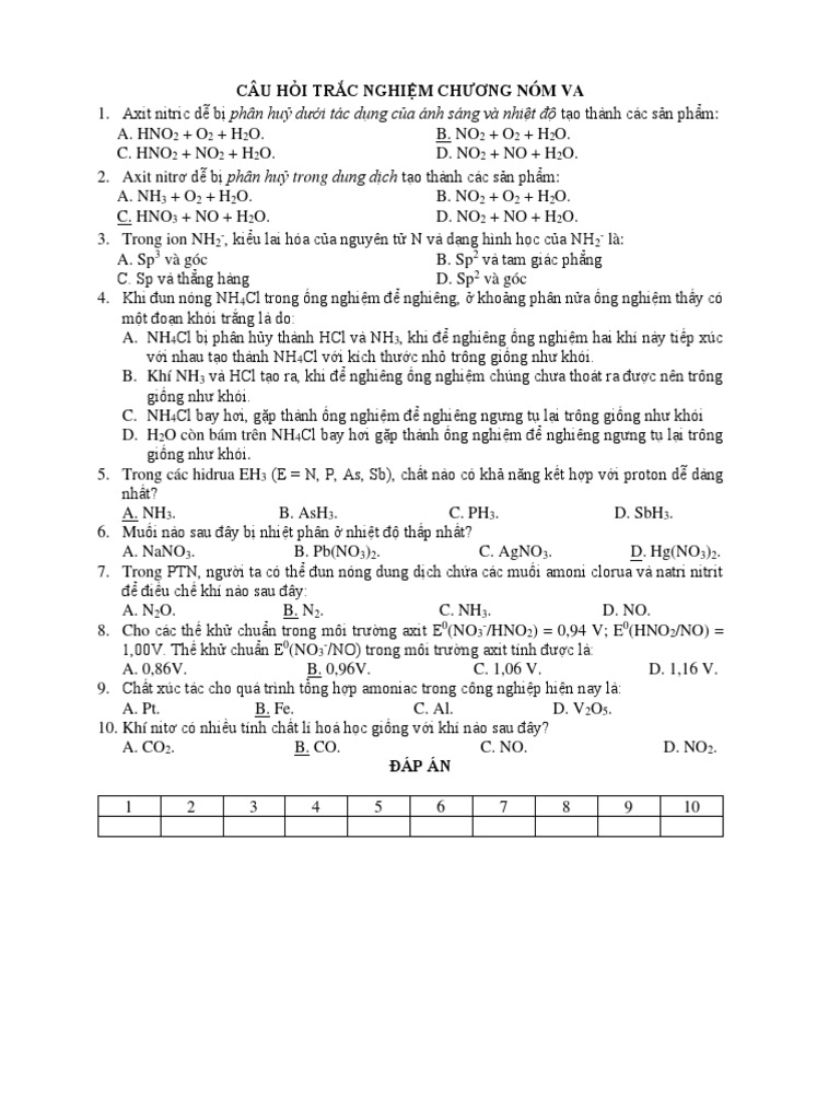 Chương 4 - Nhóm VA (TN) | PDF