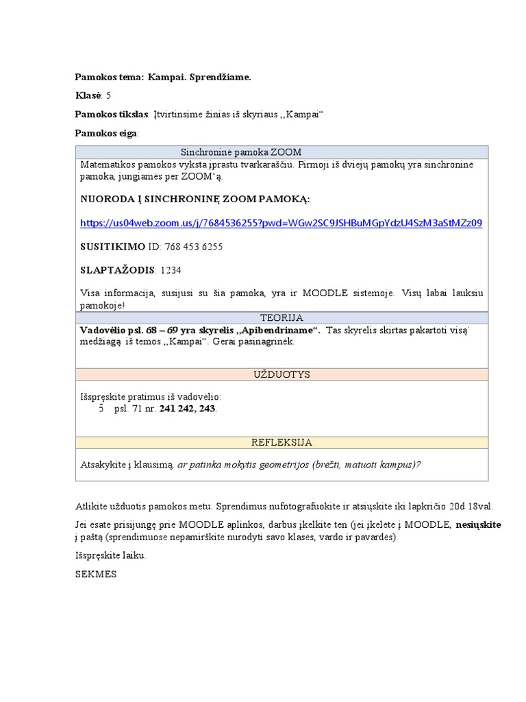 5kl. Kampai. Sprendziame | PDF