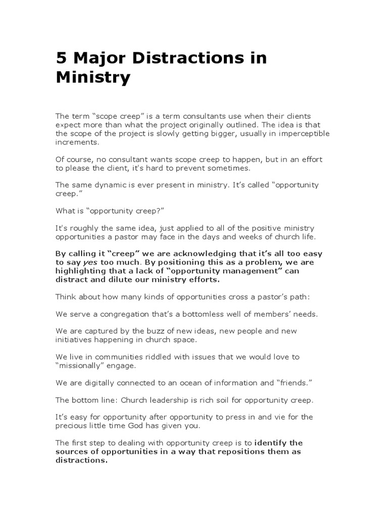 5 Major Distractions in Ministry | PDF