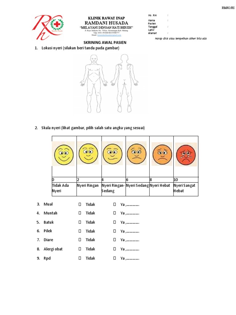 Form Skrining Nyeri | PDF
