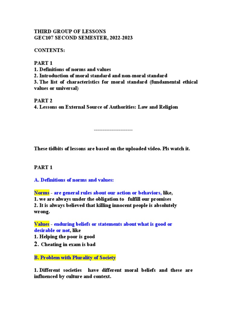4 Fourth Group of Lessons Gec107 Second Semester 2022 22023 | PDF
