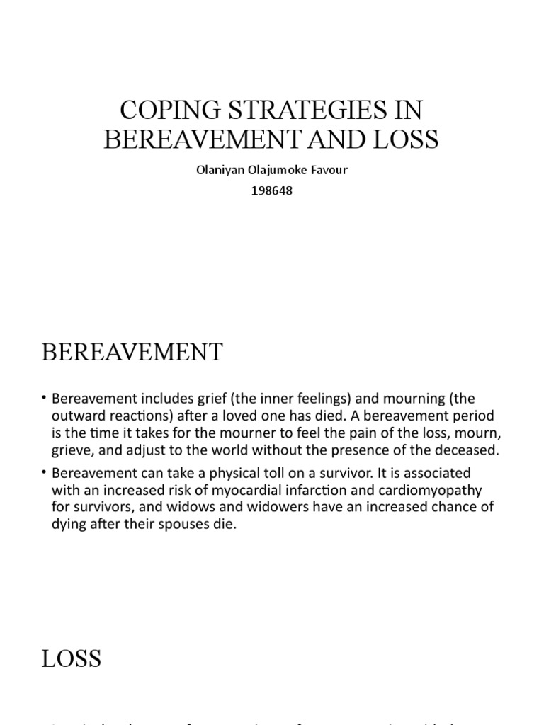 Coping Strategies In Bereavement And Loss Ppt Edited Pdf Grief