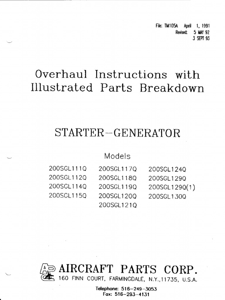 Starter-Generator Overhaul Manual | PDF