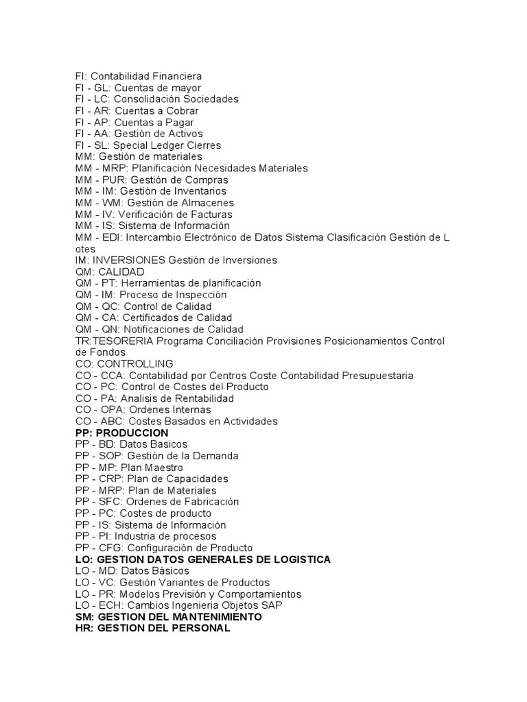 Submodulos de SAP | PDF