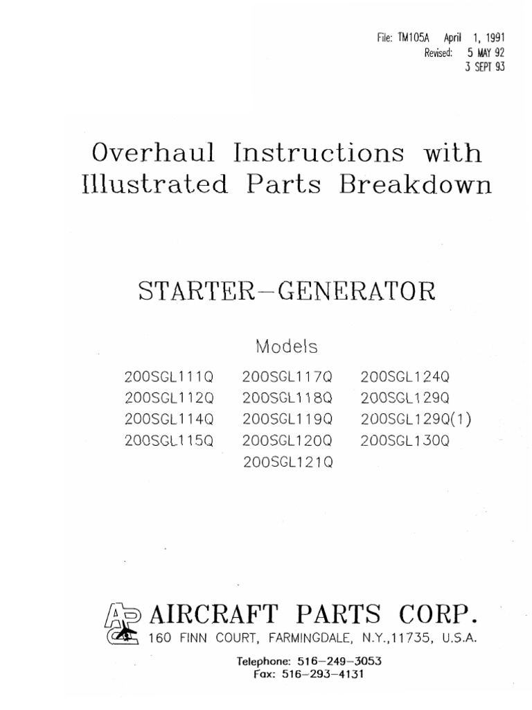 Overhaul Instructions With Illustrated Parts Breakdown For Starter ...