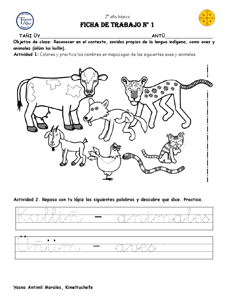 FICHA Kulliñ Ka Üñüm 2° | PDF