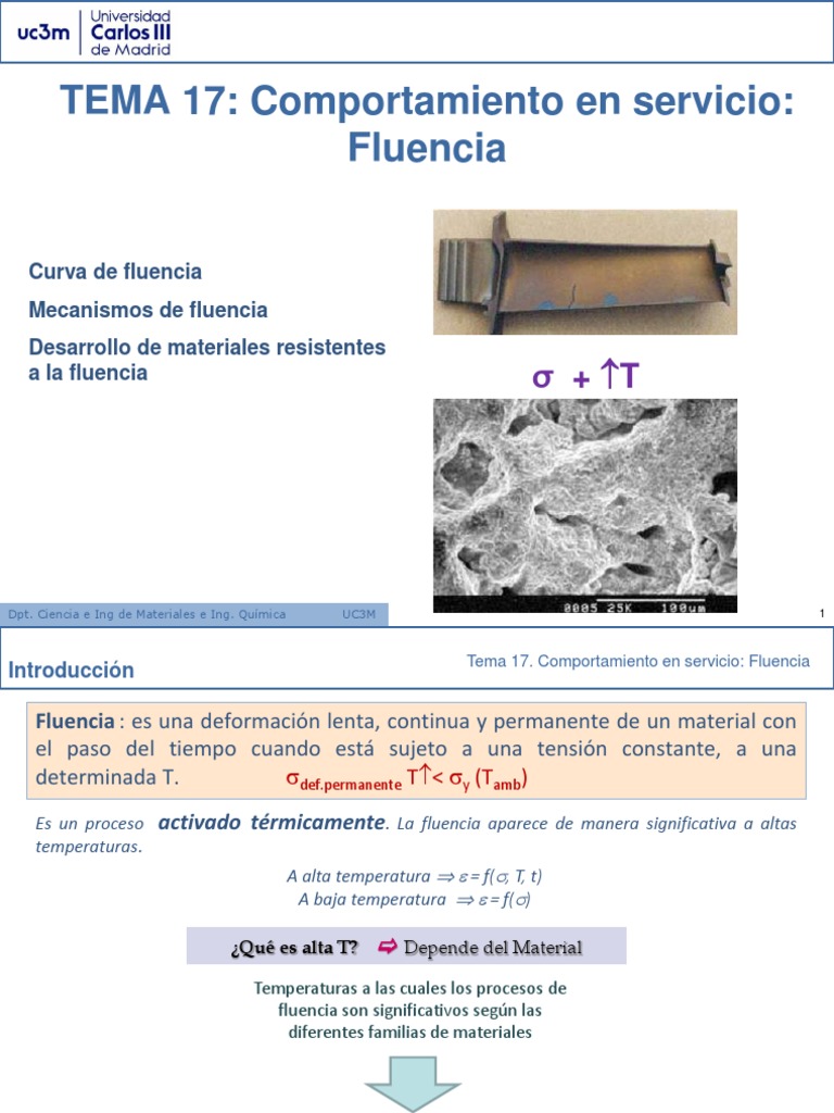 Tema 14. Fluencia | PDF | Fluencia (deformación) | Rendimiento (ingeniería)