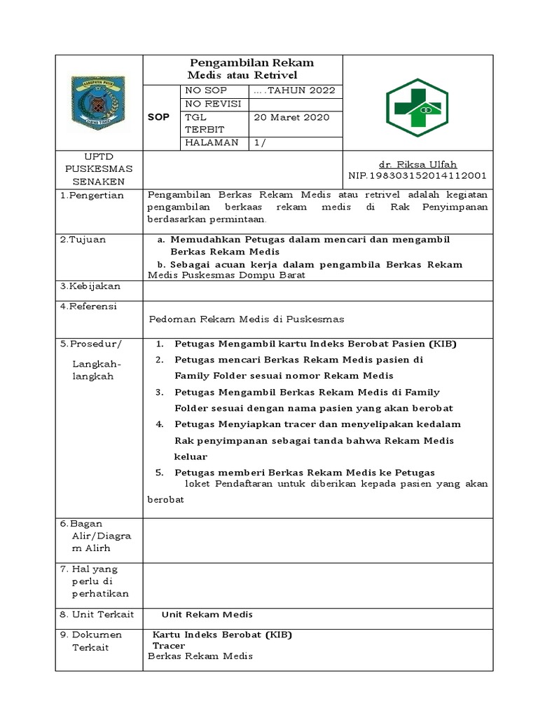 Sop Pengambilan Rekam Medis | PDF