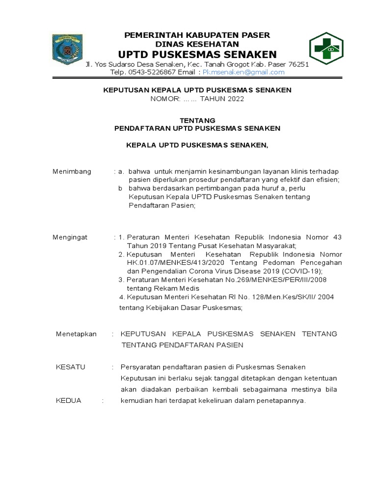 EP 3.1.1.2 SK Pendaftaran 2022 (REVISI) | PDF