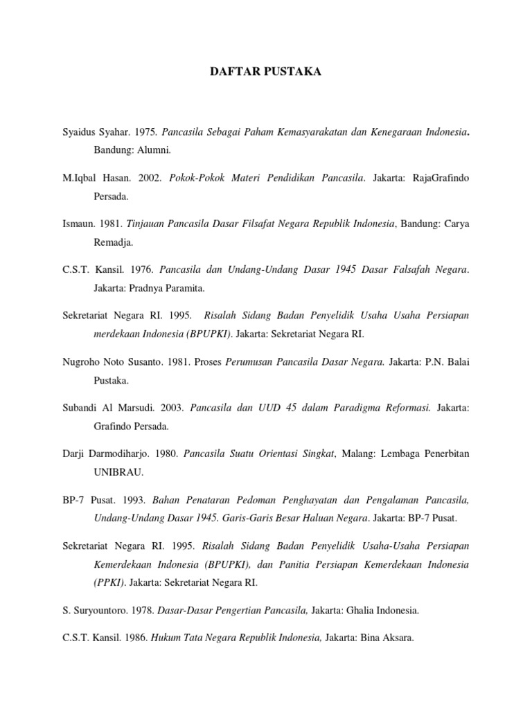 Daftar Pustaka Pancasila | PDF