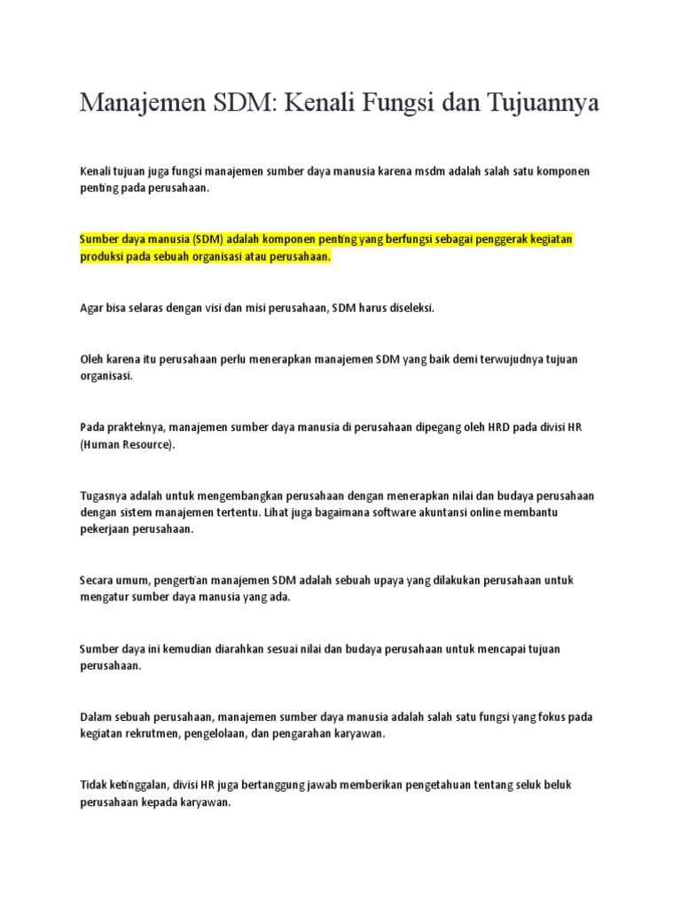 Materi Tugas - Manajemen SDM | PDF