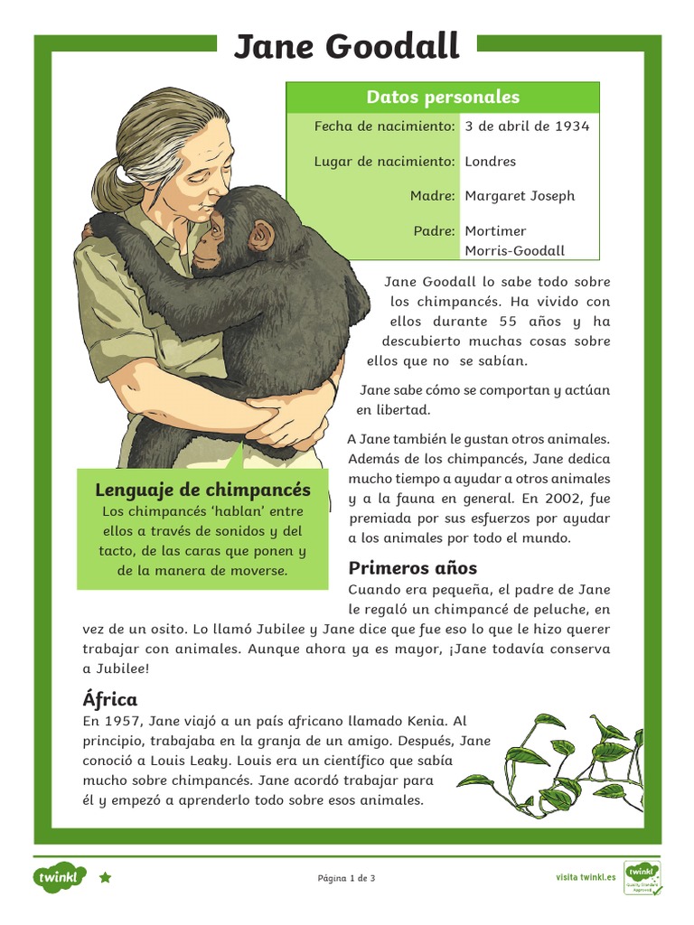 Es SL 1646388037 Comprension Lectora Por Niveles Jane Goodall - Ver - 1 ...