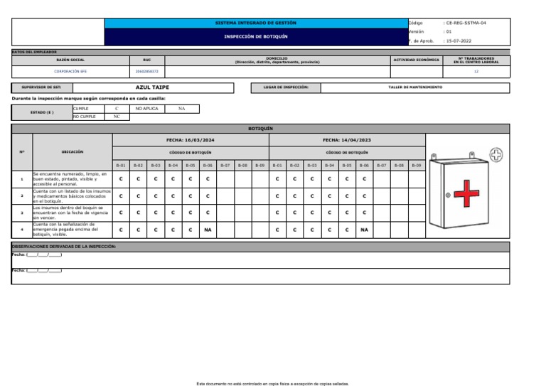 04-INSPECCION-DE-BOTIQUÍN 006 | PDF