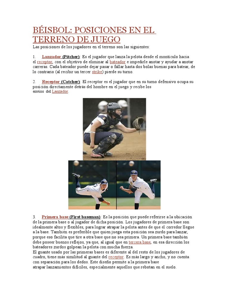 BÉISBOL Posiciones | PDF
