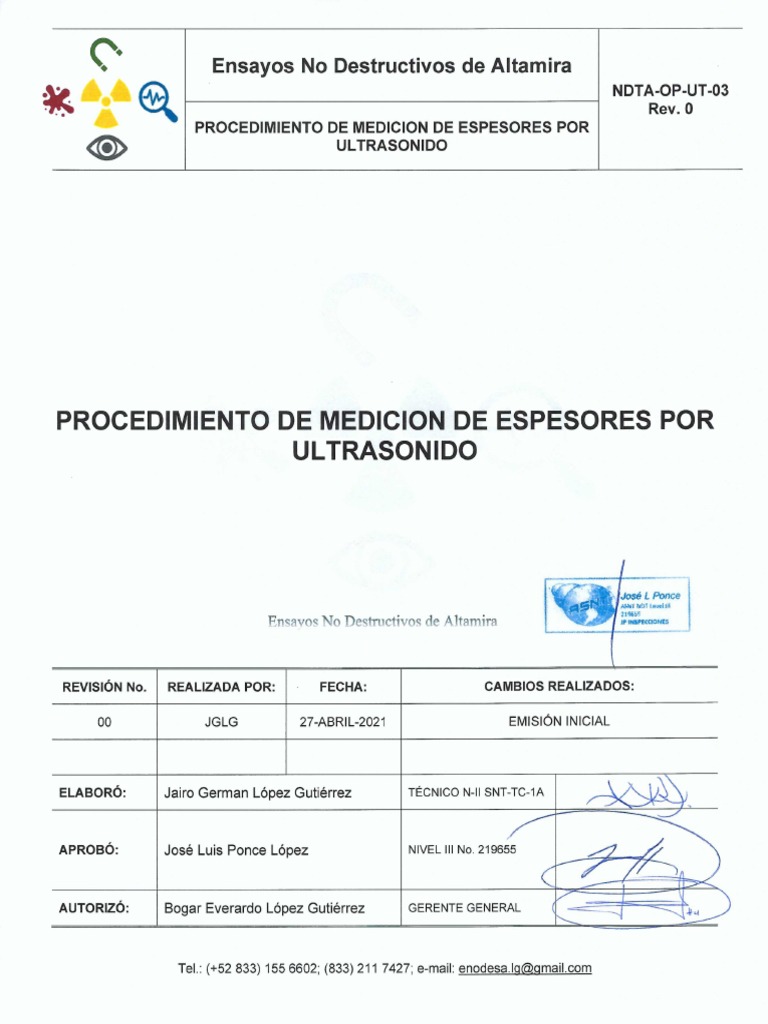 Procedimiento NDTA OP UT 03 Rev. 0 | PDF