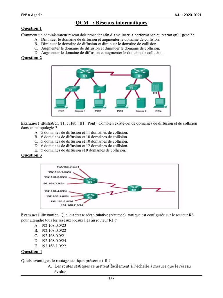 QCM - Réseaux Informatiques | PDF