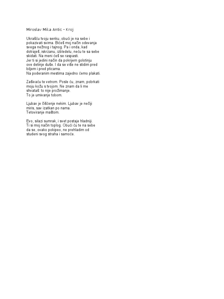 Miroslav Mika Antic - Kroj | PDF
