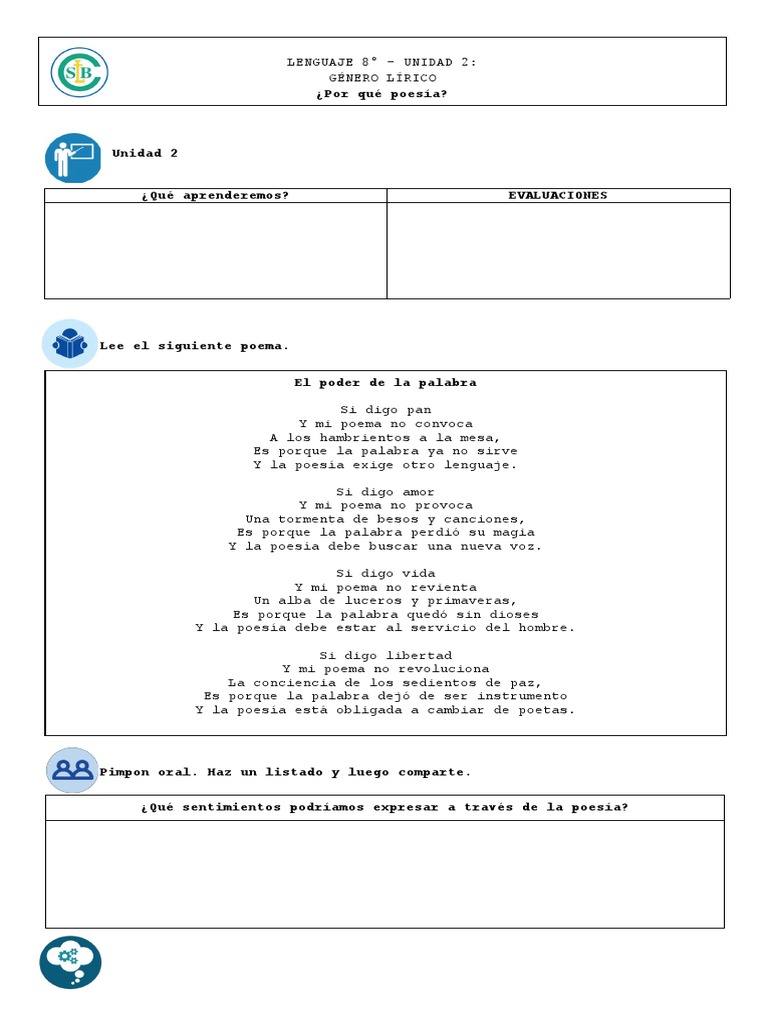 LENGUAJE 8° - Unidad 2 - Clase 1 | PDF