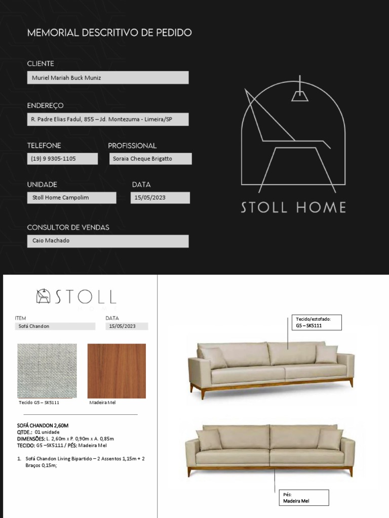 STOLL - Memorial Descritivo de Pedido - Muriel Mariah Buck Muniz | PDF
