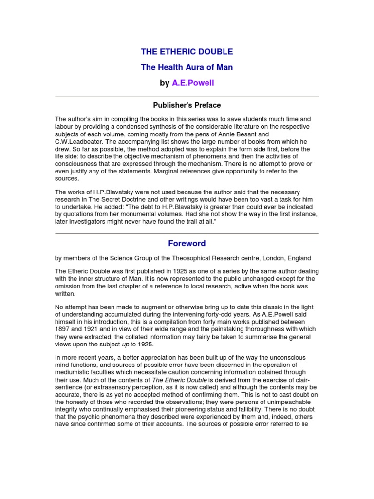 The Etheric Double - Arthur e Powell | PDF | Plane (Esotericism ...
