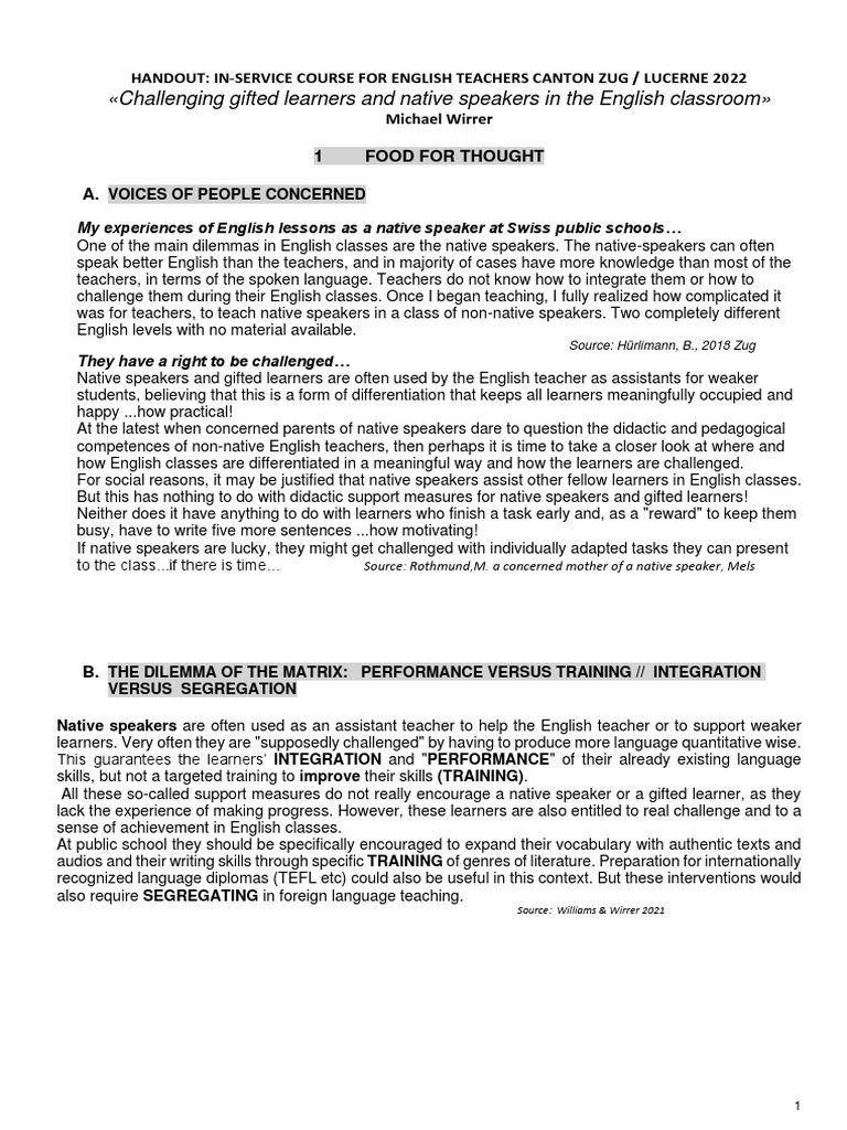 Hints For Native Speakers in Public School ZG | PDF | English As A Second Or Foreign Language ...