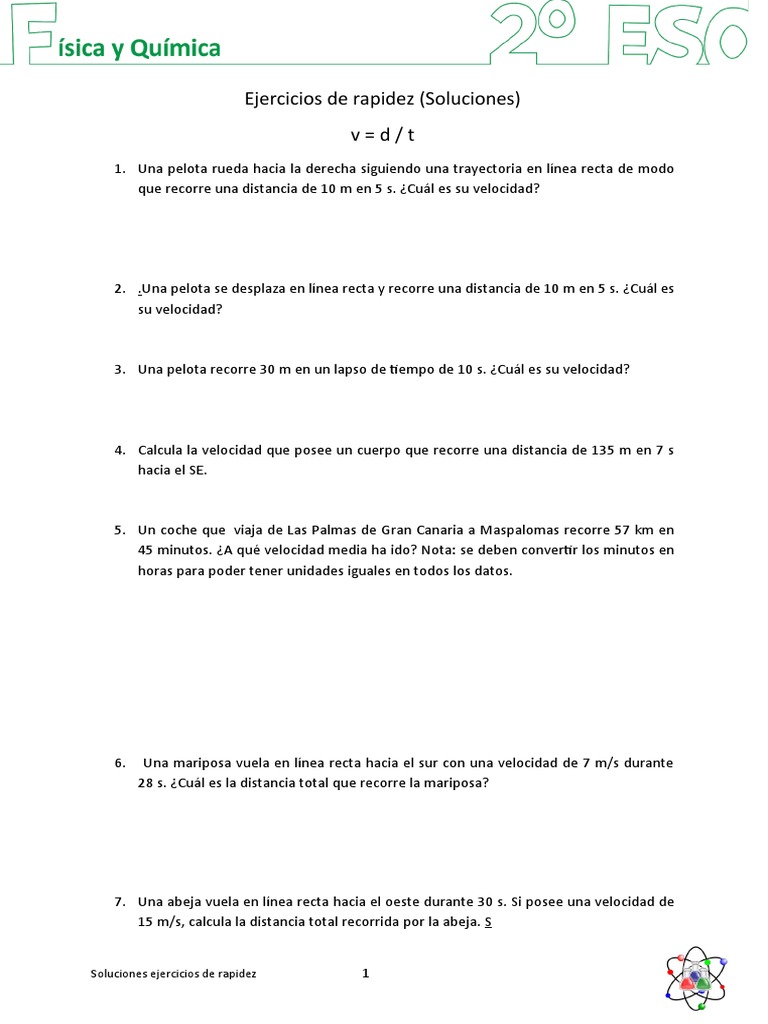 Soluciones Ejercicios de Rapidez | PDF | Métodos y materiales de enseñanza