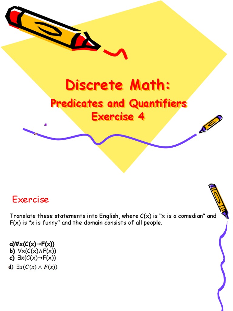 Discrete Math Predicates and Quantifiers Exercise4 | PDF